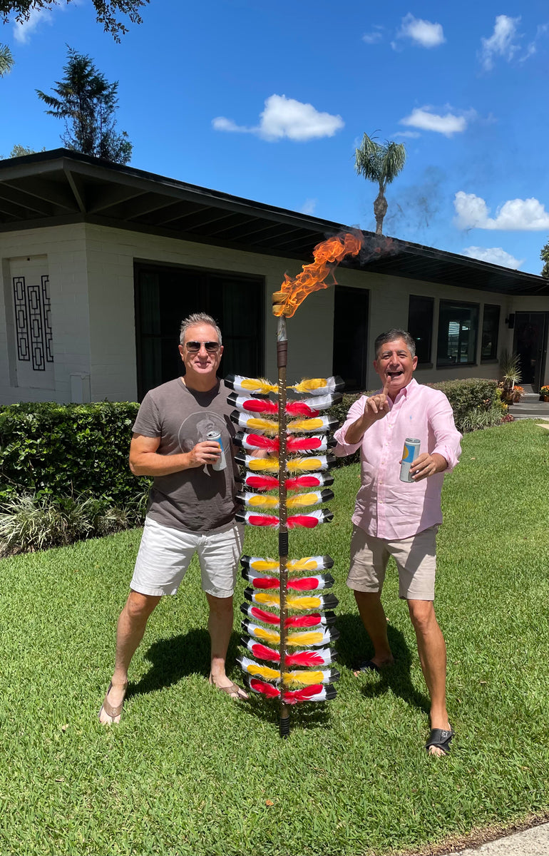 Big Seminole Spear with two torches and wall hangers – Got Spears